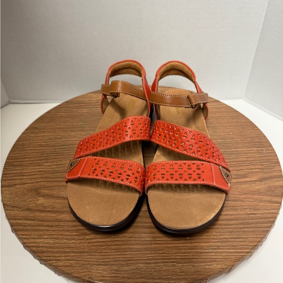 Clarks | Shoes | Clarks Womens Orange Kitly Way Laser Cut Adjustable ...
